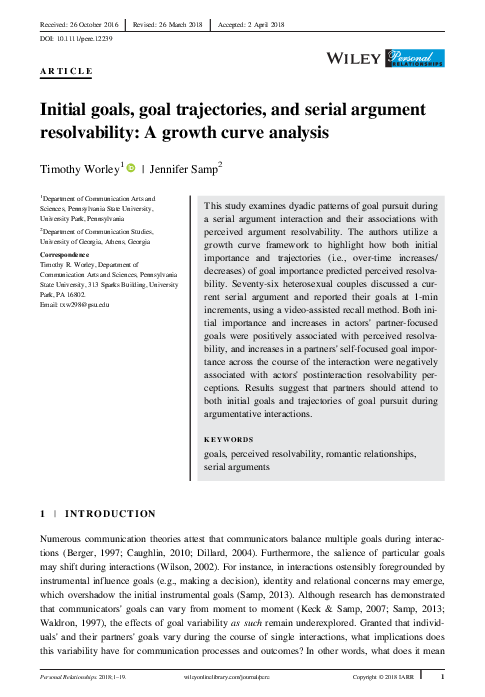 (PDF) Initial goals, goal trajectories, and serial argument ...