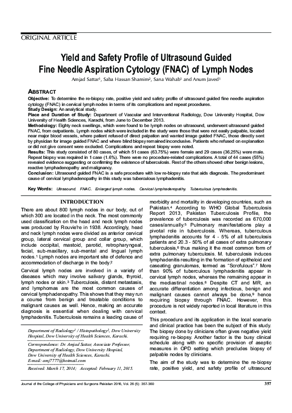 (PDF) Yield and Safety Profile of Ultrasound Guided Fine Needle ...