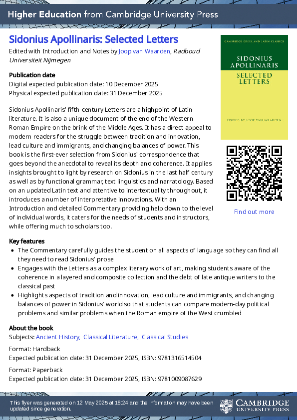 (PDF) Sidonius Apollinaris Selected Letters-