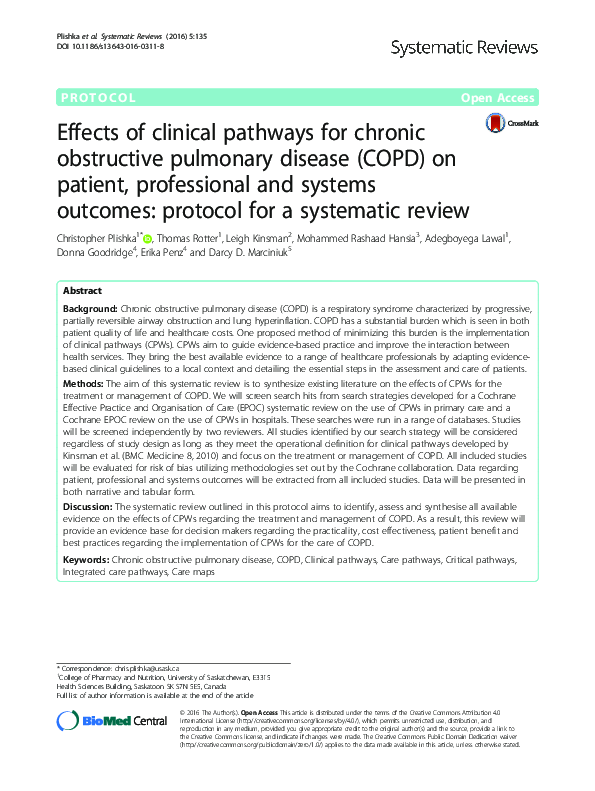 (PDF) Effects of clinical pathways for chronic obstructive pulmonary ...