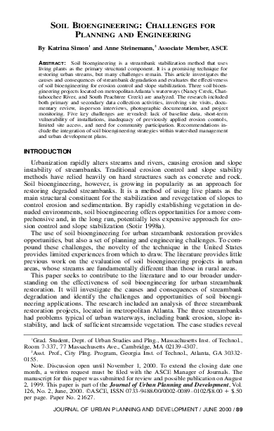 (PDF) Soil Bioengineering: Challenges for Planning and Engineering