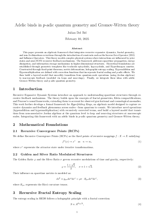 (PDF) Adelic binds in p-adic quantum geometry and Gromov-Witten theory