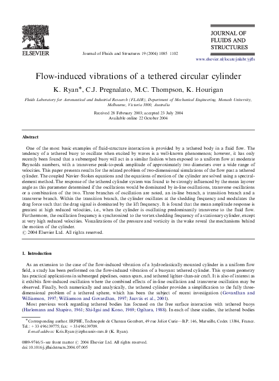 (PDF) Flow-induced vibrations of a tethered circular cylinder