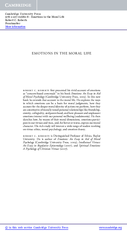 (PDF) Emotions in the Moral Life