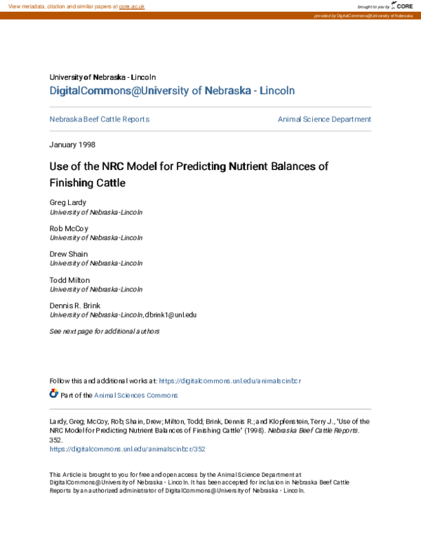 (PDF) Use of the NRC model for predicting nutrient balances of ...