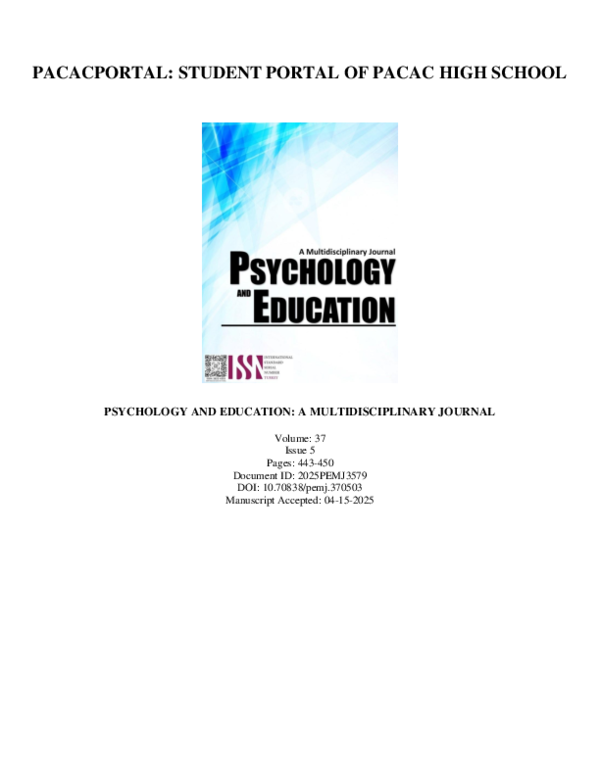 (PDF) PACACPORTAL: Student Portal of Pacac High School