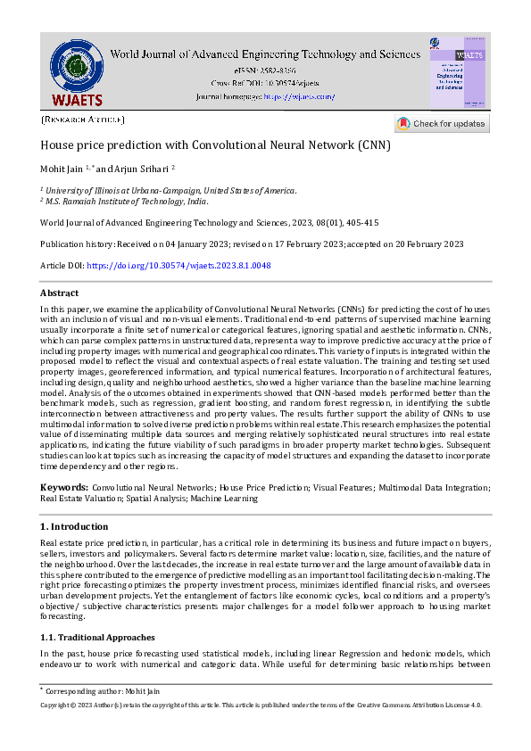 (PDF) House price prediction with Convolutional Neural Network (CNN