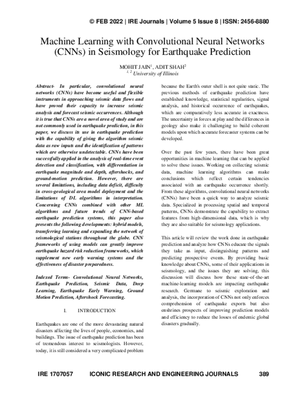 (PDF) Machine Learning with Convolutional Neural Networks (CNNs) in ...