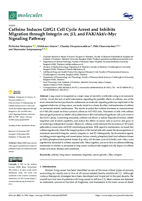 (PDF) Caffeine Induces G0/G1 Cell Cycle Arrest and Inhibits Migration ...