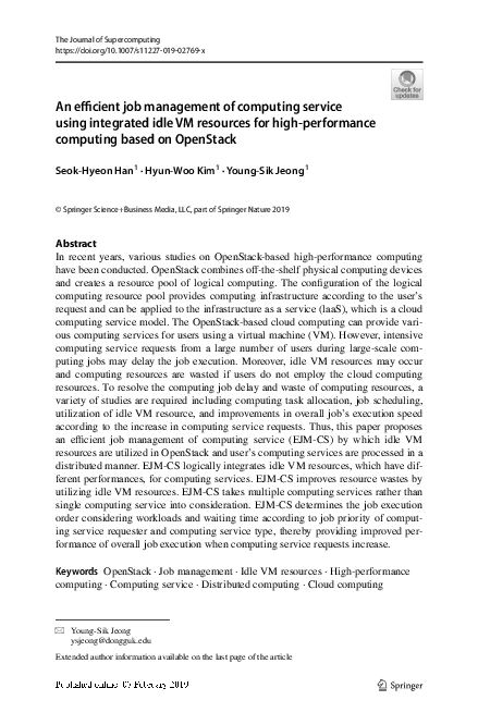 (PDF) An efficient job management of computing service using integrated idle VM resources for ...