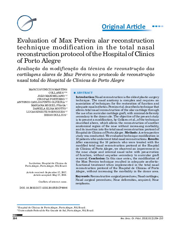 (PDF) Evaluation of Max Pereira alar reconstruction technique ...