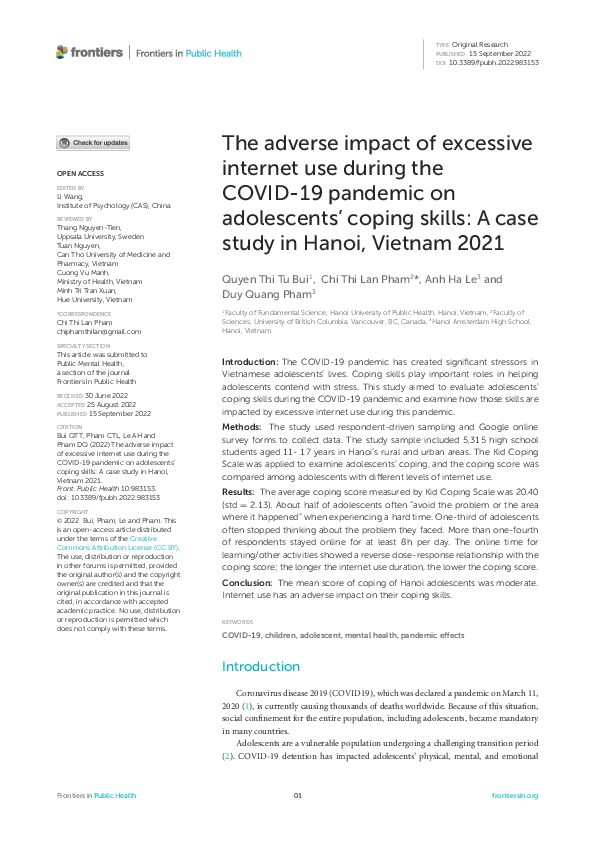 (PDF) The adverse impact of excessive internet use during the COVID-19 ...