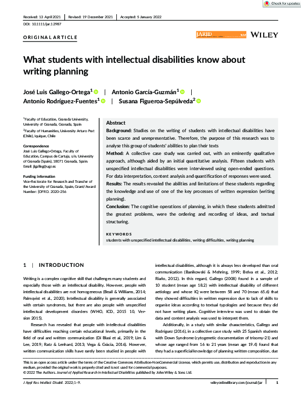 (PDF) What students with intellectual disabilities know about writing ...