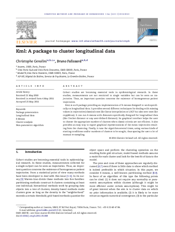 (PDF) Kml: A package to cluster longitudinal data