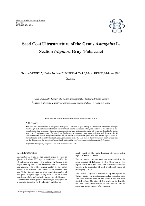 (PDF) Seed Coat Ultrastructure of the Genus Astragalus L. Section ...