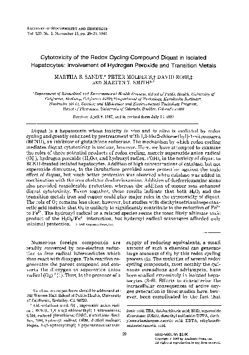 (PDF) Cytotoxicity of the redox cycling compound diquat in isolated ...