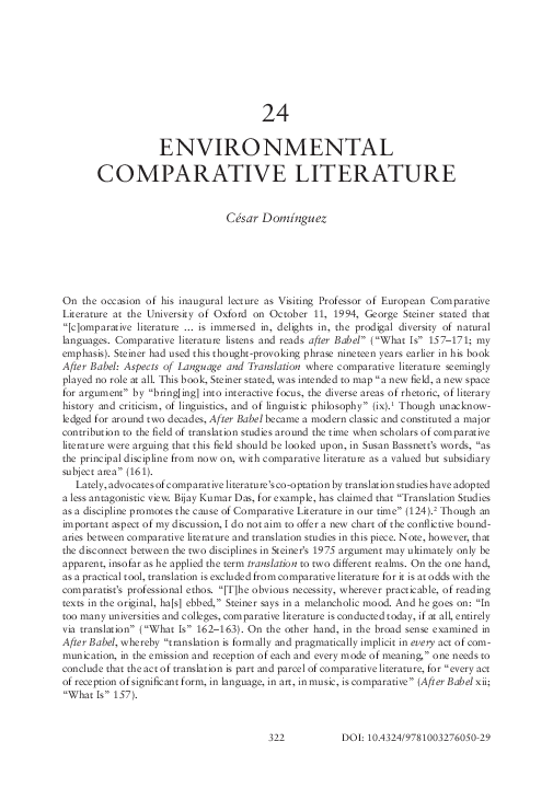 (PDF) Environmental Comparative Literature
