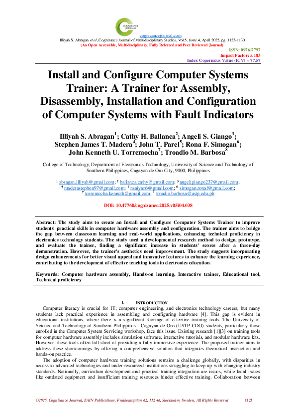 (PDF) Install and Configure Computer Systems Trainer: A Trainer for Assembly, Disassembly ...