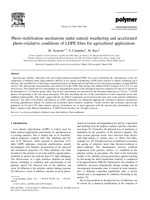 (PDF) Photo-stabilisation mechanism under natural weathering and ...