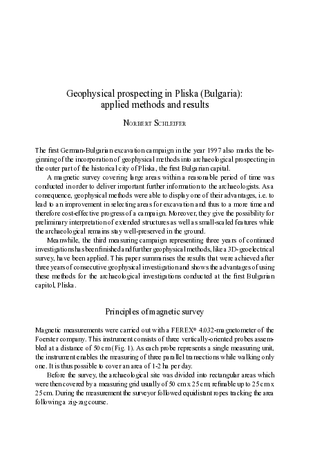 (PDF) Geophysical prospecting in Pliska (Bulgaria): applied methods and ...