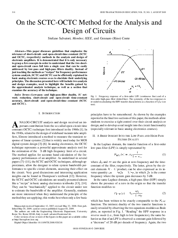 (PDF) On the SCTC-OCTC Method for the Analysis and Design of Circuits