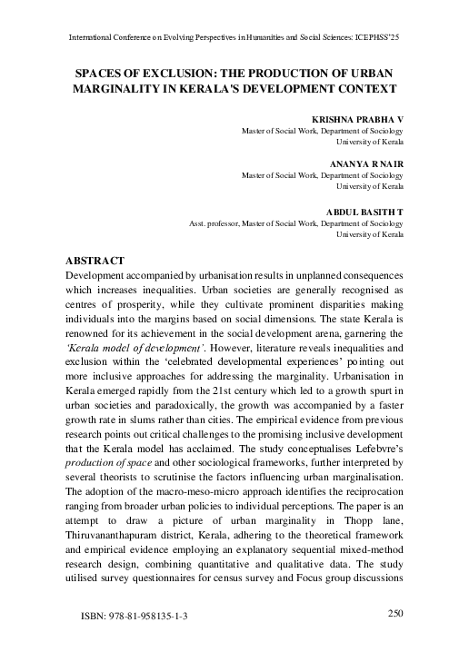 (PDF) Spaces of Exclusion: The Production of Urban Marginality in ...