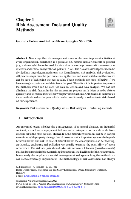 (PDF) Risk Assessment Tools and Quality Methods