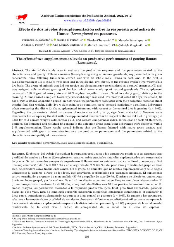 (PDF) Efecto de dos niveles de suplementación sobre la respuesta ...