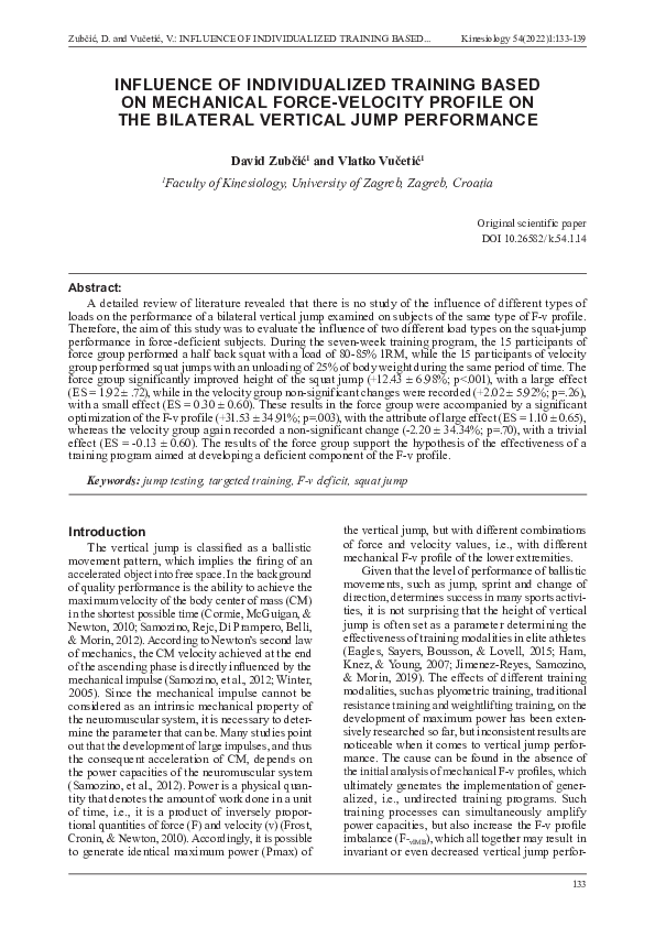 (PDF) Influence of individualized training based on mechanical force ...