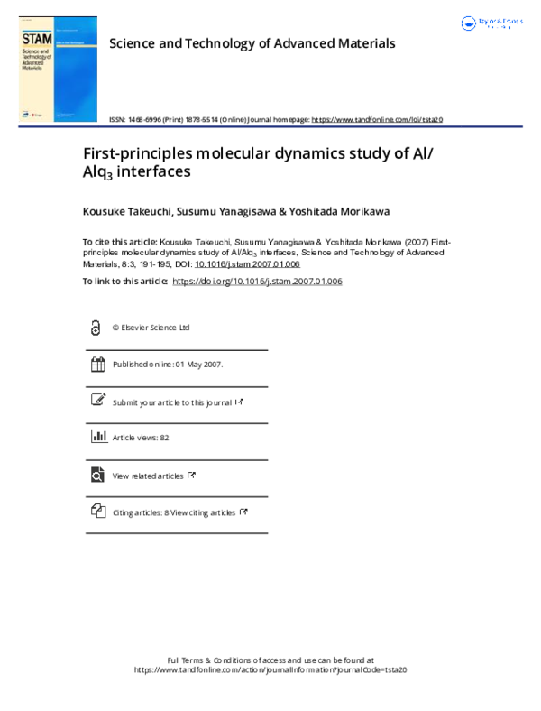 (PDF) First-principles molecular dynamics study of Al/Alq 3 interfaces