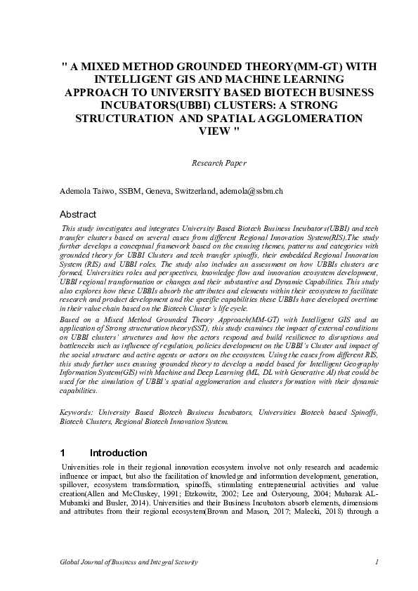 (PDF) " A MIXED METHOD GROUNDED THEORY(MM-GT) WITH INTELLIGENT GIS AND MACHINE LEARNING APPROACH ...