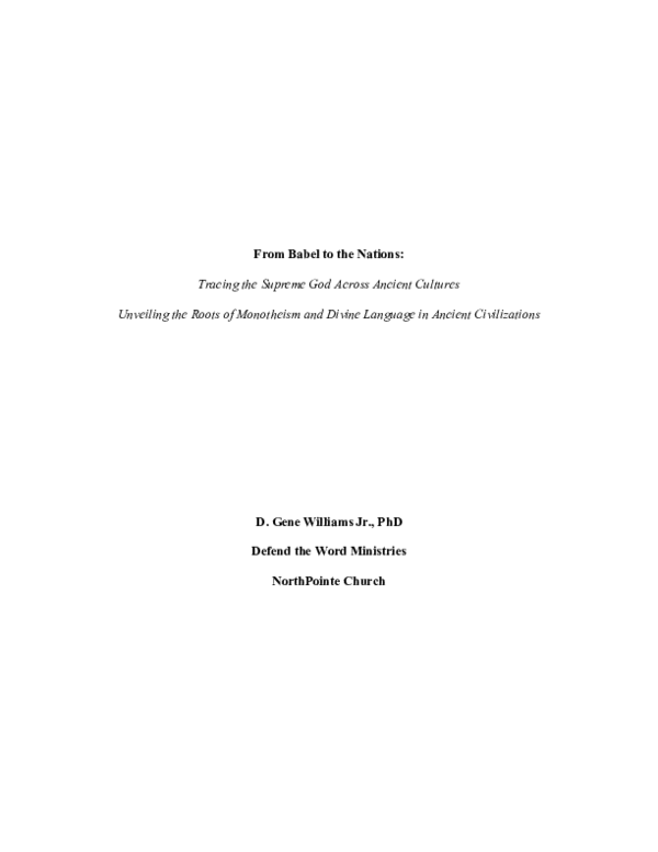 (PDF) From Babel to the Nations (Academic)