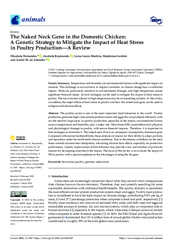 (PDF) The Naked Neck Gene in the Domestic Chicken: A Genetic Strategy ...