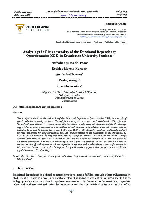 (PDF) Analyzing the Dimensionality of the Emotional Dependency ...