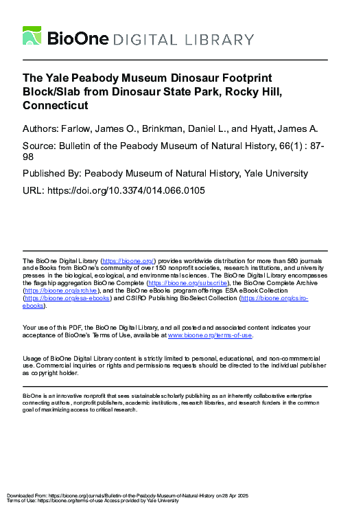 (PDF) The Yale Peabody Museum Dinosaur Footprint Block/Slab from ...