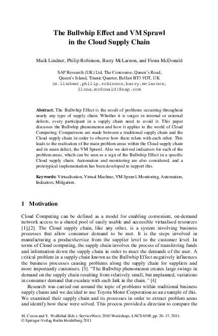 (PDF) The Bullwhip Effect and VM Sprawl in the Cloud Supply Chain