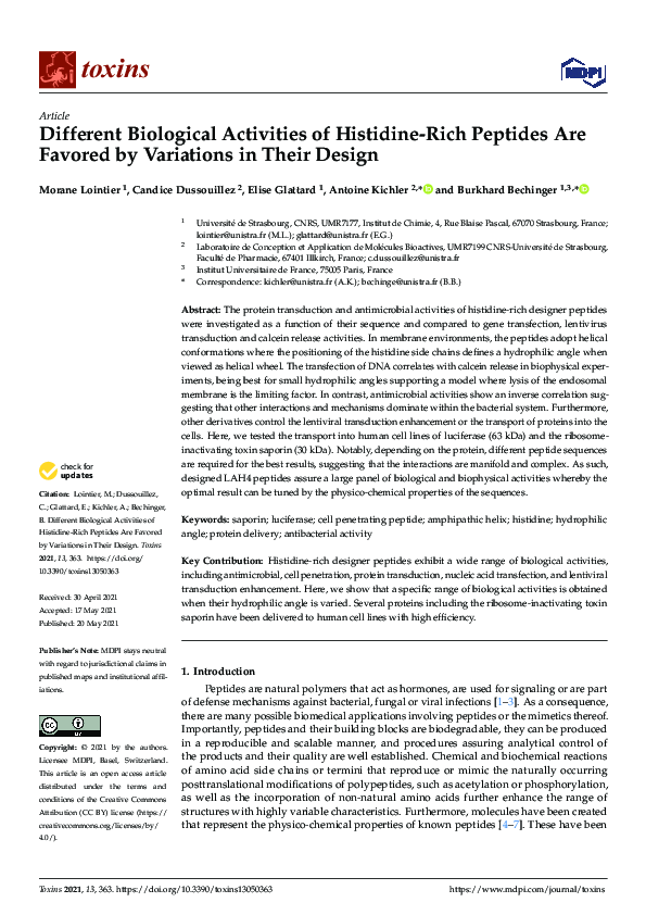 (PDF) Different Biological Activities of Histidine-Rich Peptides Are ...