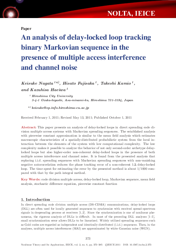 (PDF) An analysis of delay-locked loop tracking binary Markovian ...