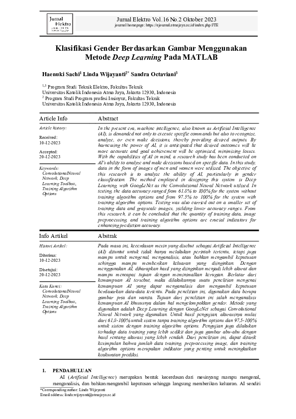 Pdf Klasifikasi Gender Berdasarkan Gambar Menggunakan Metode Deep Learning Pada Matlab