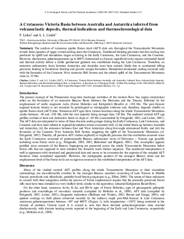 (PDF) A Cretaceous Victoria Basin between Australia and Antarctica ...