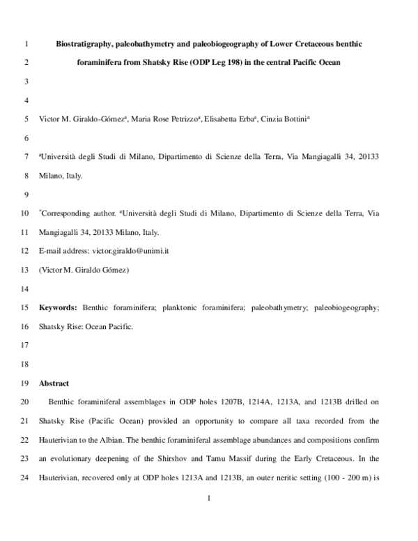 (PDF) Biostratigraphy, paleobathymetry and paleobiogeography of Lower ...
