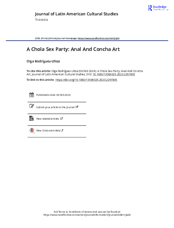 (PDF) A Chola Sex Party: Anal And Concha Art