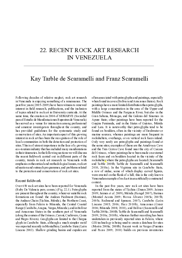 (PDF) Recent Rock Art Research in Venezuela