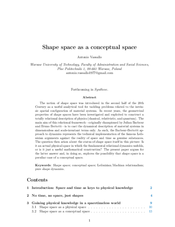 (PDF) Shape space as a conceptual space