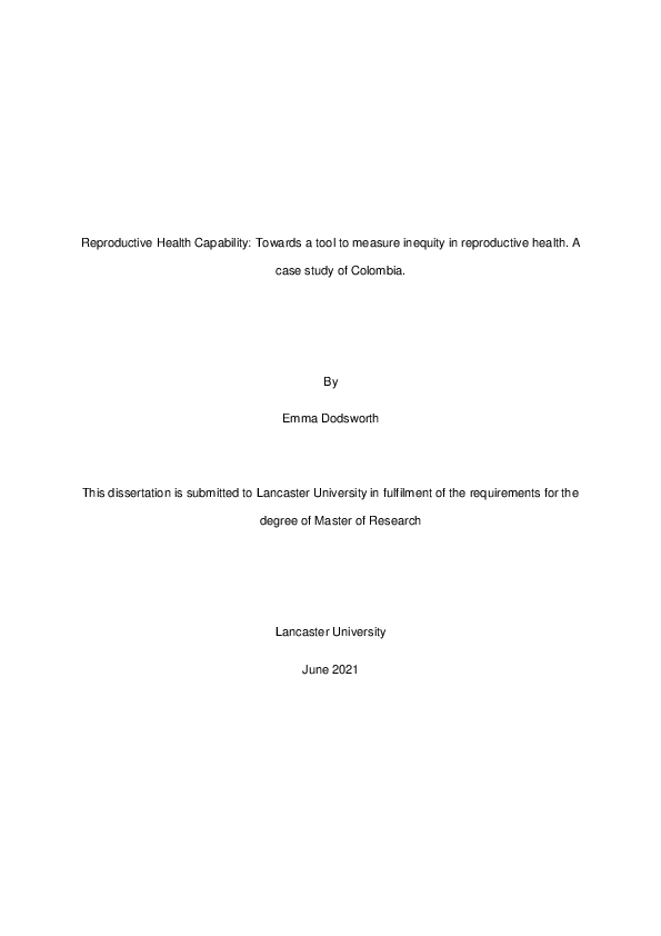 (PDF) Reproductive Health Capability:Towards a tool to measure inequity ...