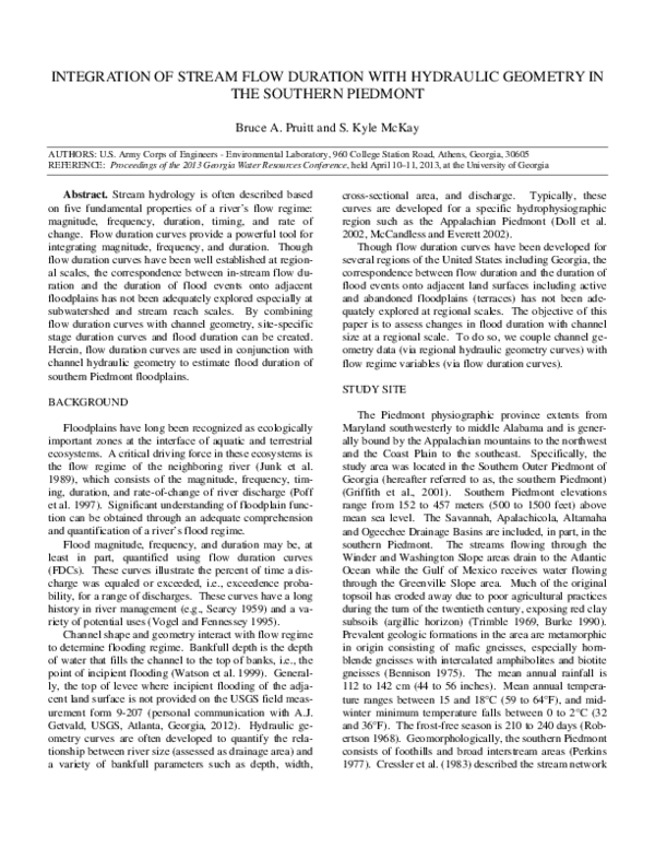(PDF) Integration of Stream Flow Duration with Hydraulic Geometry in ...