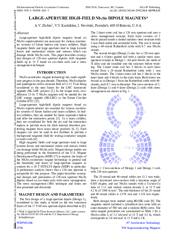 (PDF) Large-Aperture High-Field Nb3Sn Dipole Magnets