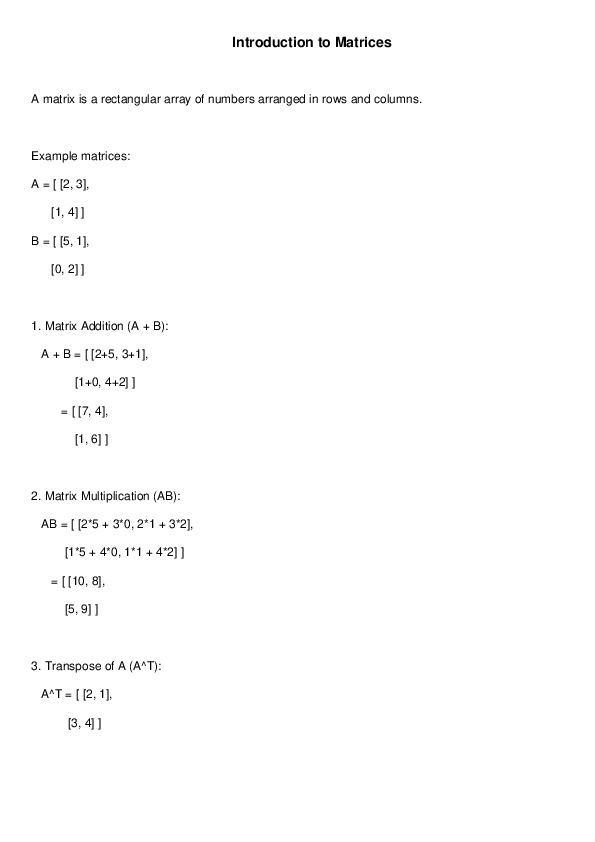 (PDF) Matrices Introduction