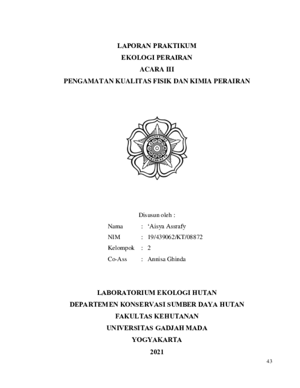 (PDF) Laporan Praktikum Ekologi Perairan 3 Pengamatan Kualitas Fisik dan Kimia Perairan