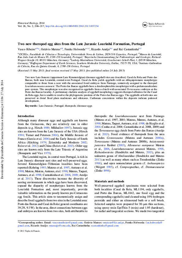 (PDF) Two new theropod egg sites from the Late Jurassic Lourinhã ...